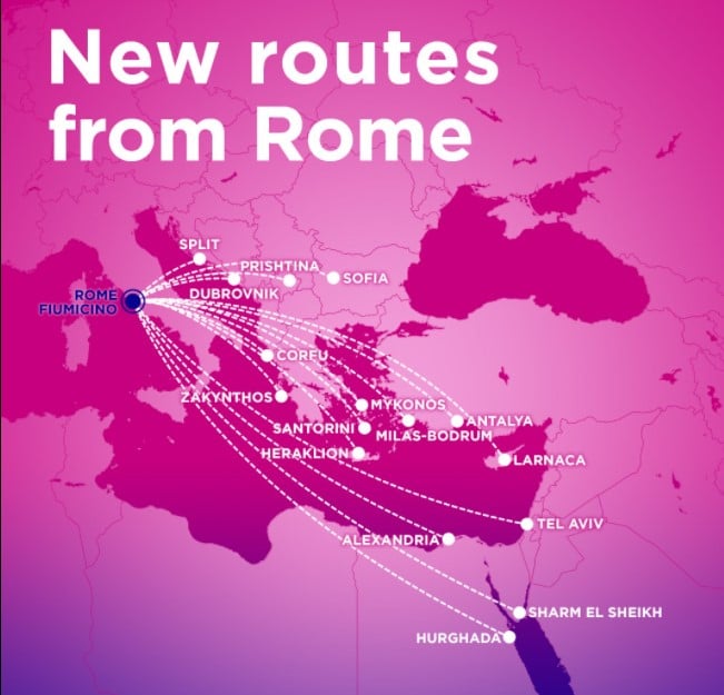 Wizz Air launches 32 new routes from/to ROME to 19 countries - TravelFree